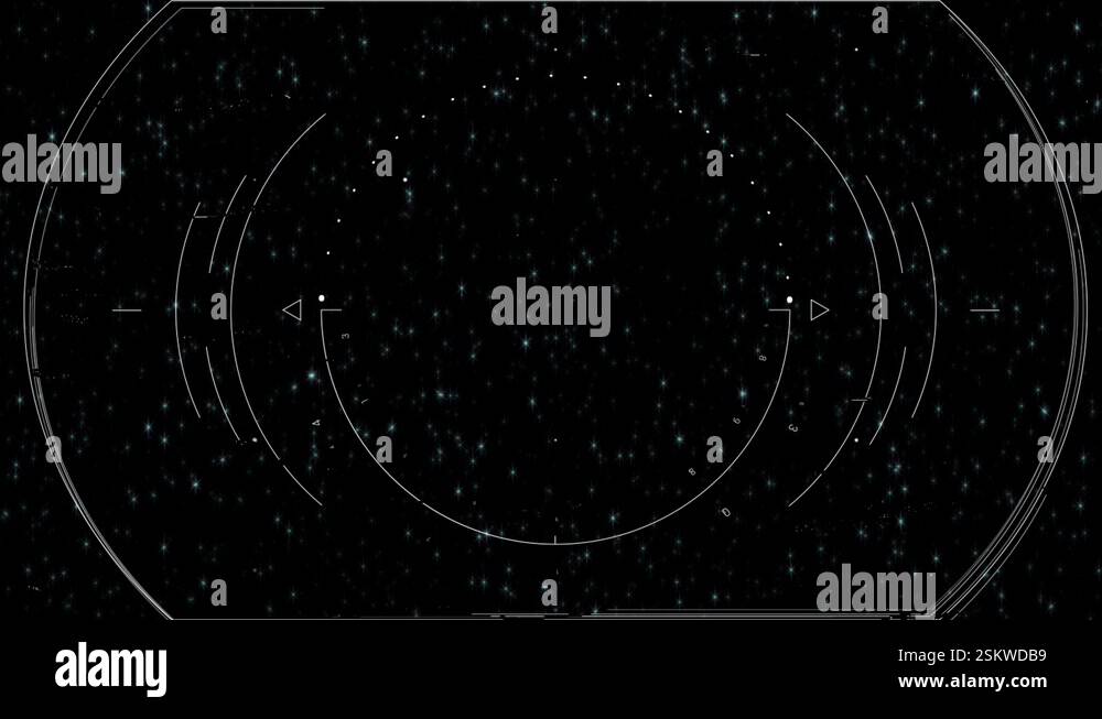 Spaceship Hud display scanning bright blinking stars. Motion graphic ...