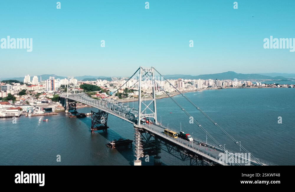 An iconic view of the Hercílio Luz Bridge in Florianópolis, a testament ...