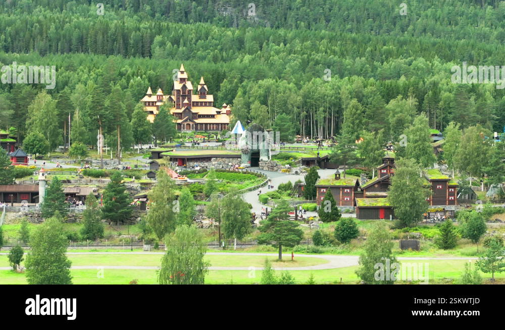 Troll in front of fairytale castle by Hunderfossen theme park entrance ...
