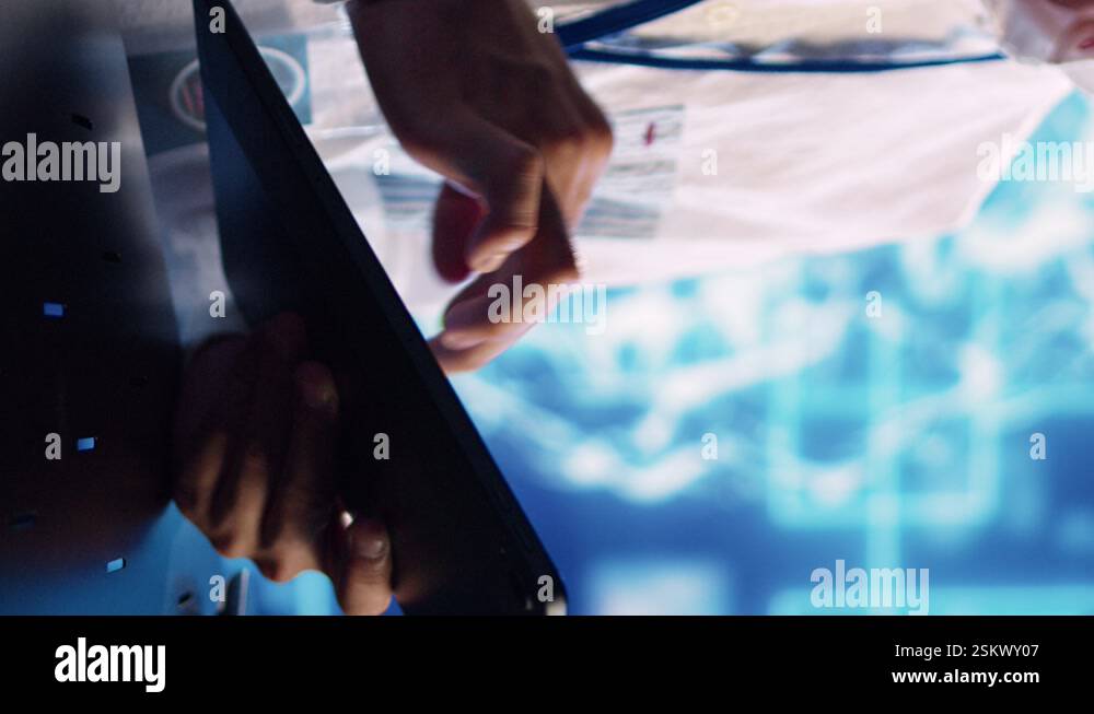 Vertical video AI engineer running code in data center Stock Video ...