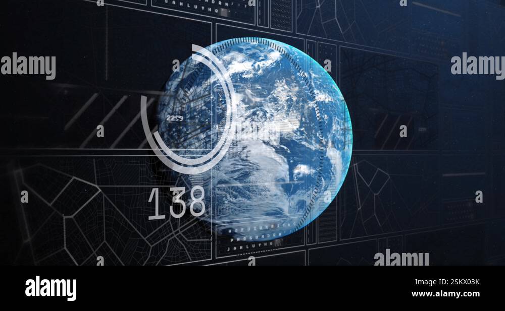 Animation of binary codes, changing numbers, loading circles and navigation Stock Video Footage ...