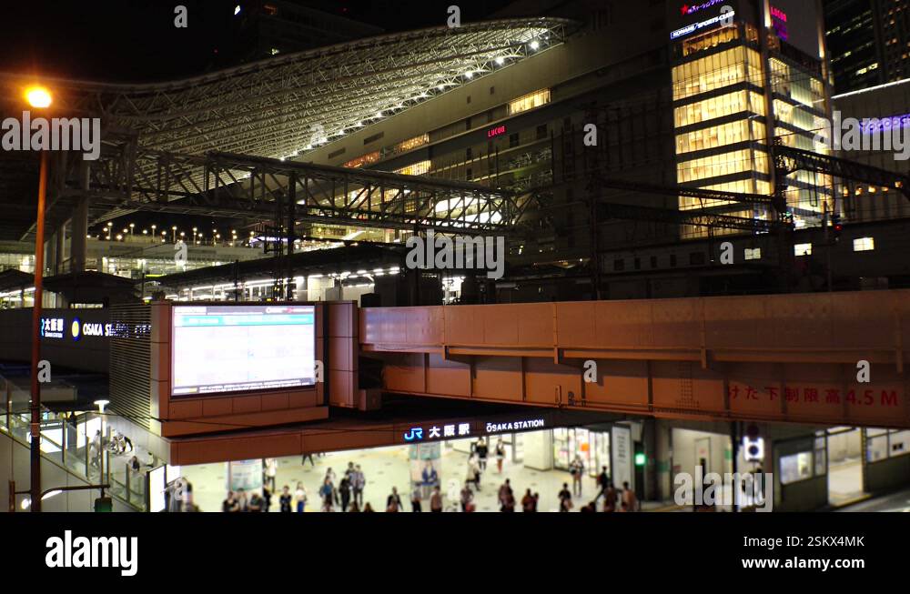 UMEDA, OSAKA, JAPAN : Time lapse shot of crowd of Osaka train station at night Stock Video ...