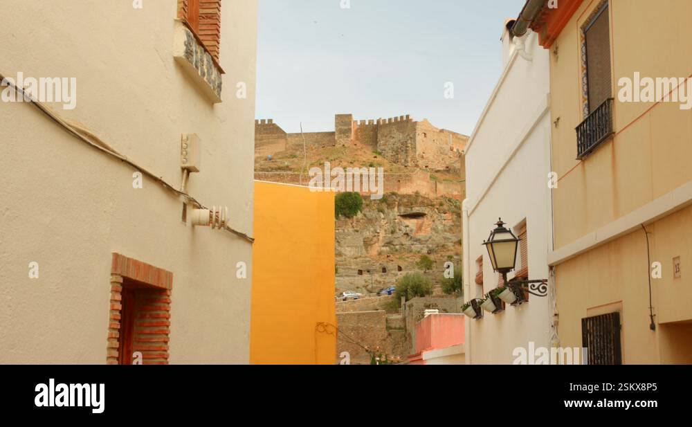 Houses Outside The Walls Of Sagunto Castle Near Valencia In Spain. wide ...