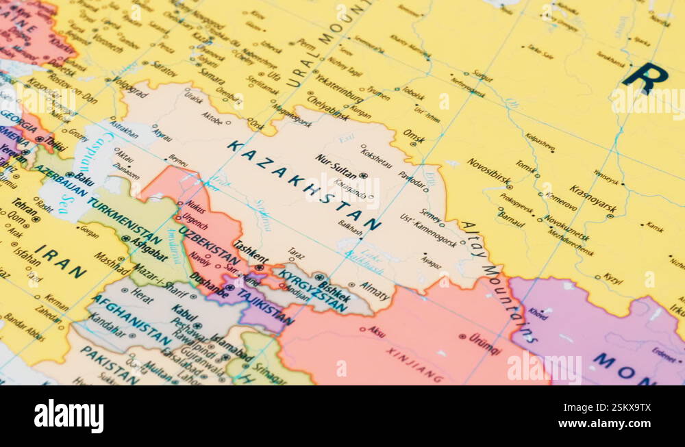Kazakhstan detailed country map Stock Videos & Footage - HD and 4K ...