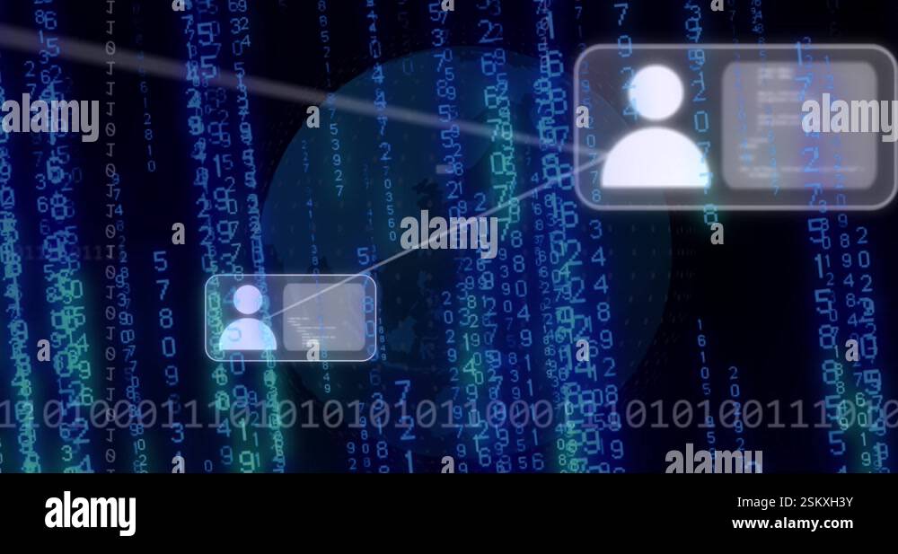 Animation of computer language, connected icons, binary codes and ... Animation of computer language, connected icons, binary codes and ...