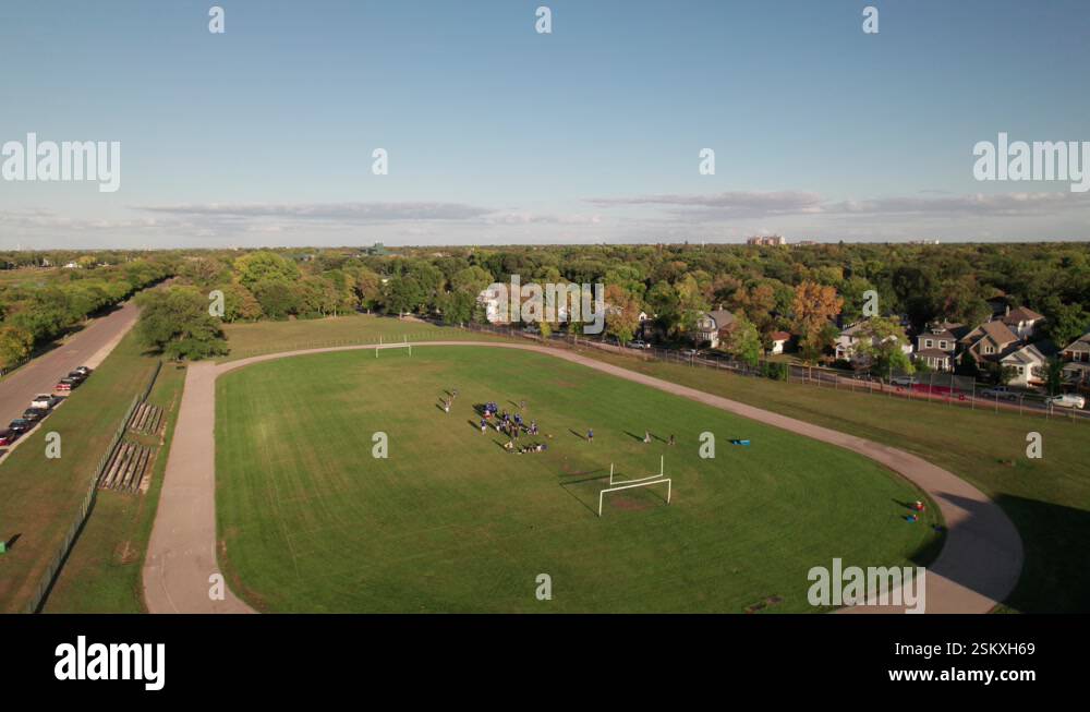 Aerial of suburban high-school football practice, 4K Stock Video ...