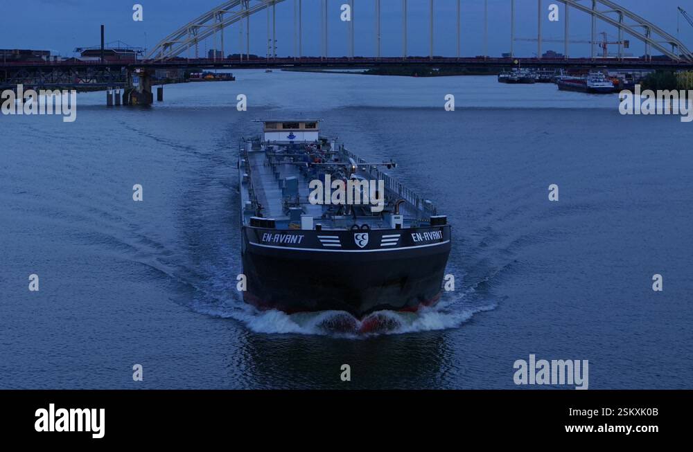 En-Avant Tanker just sailed under Bridge over the river Noord at Stock ...