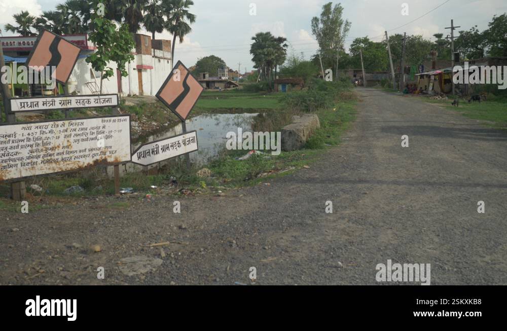 A new road built under Pradhan Mantri Gram Sadak Yojana in a village in ...