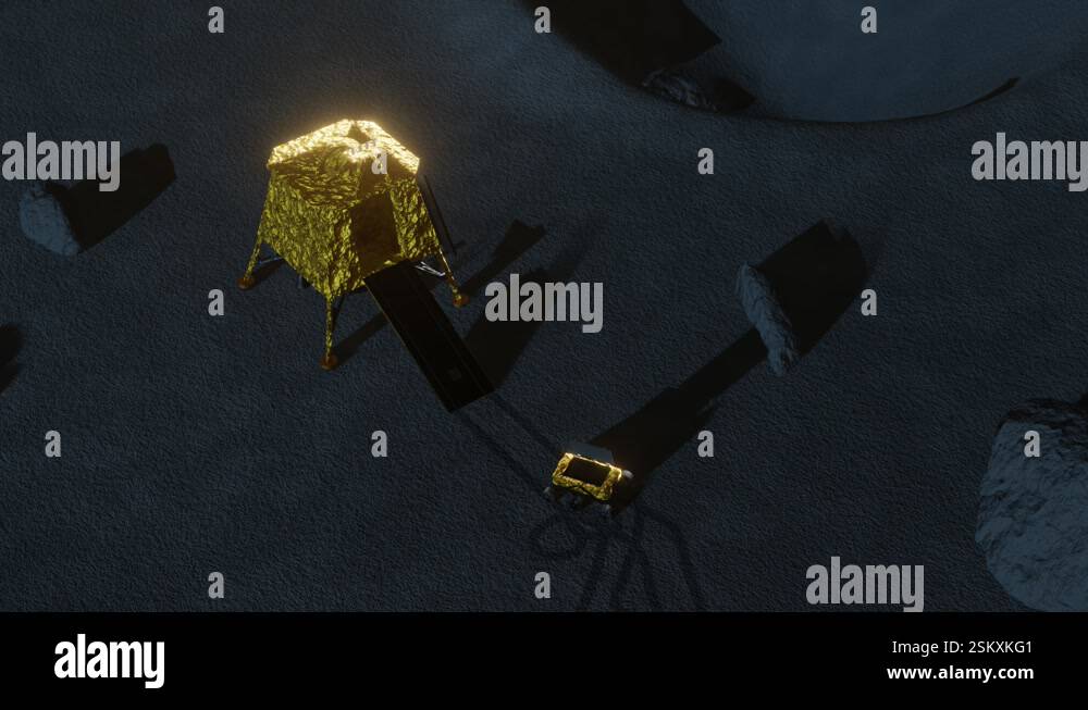 3D Animation of the Chandrayaan lander and lunar rover on the Moon at ...