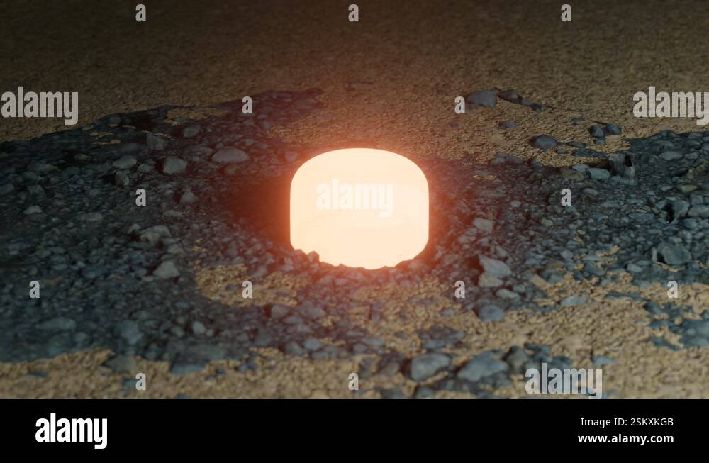 3D Animation of radioactive material plutonium-238 glowing on some ...