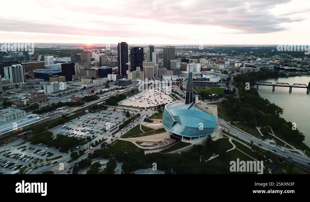 A Static Sunset Golden Hour Aerial View of the Urban Park Canadian ...
