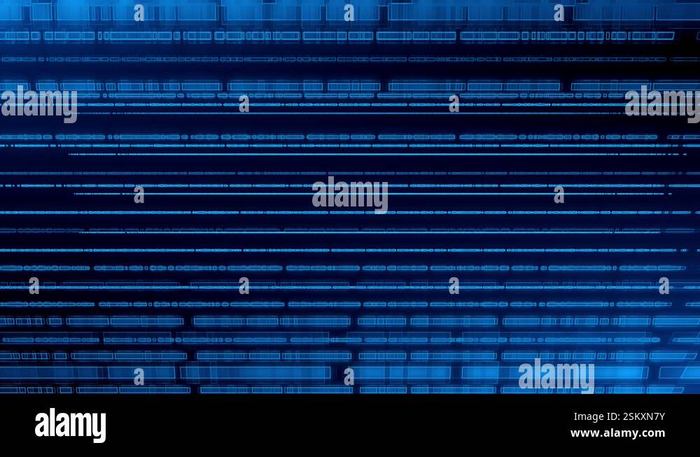Futuristic And Dynamic Abstract Animation Of Blue Digital Data Block