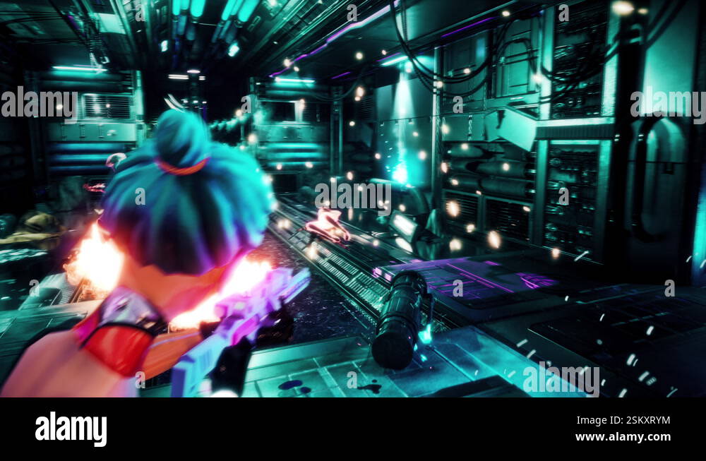 Losing the fight against the level boss enemy in the futuristic ...