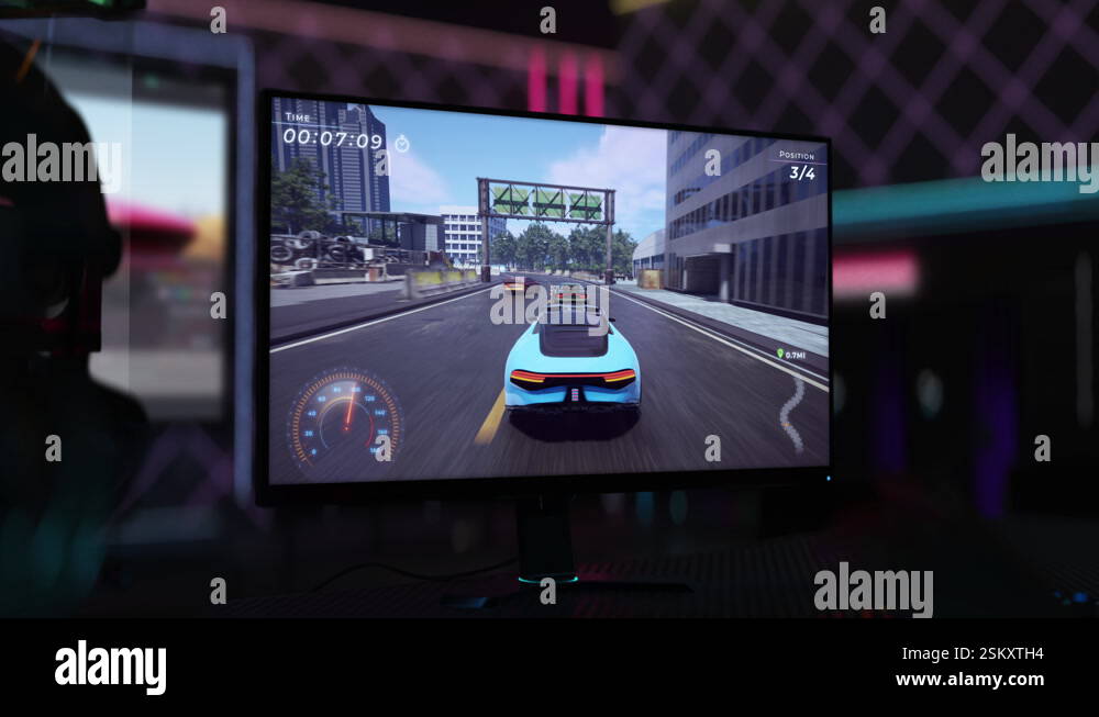 Streamer overtaking the ai cars to win the digital racing fake game ...