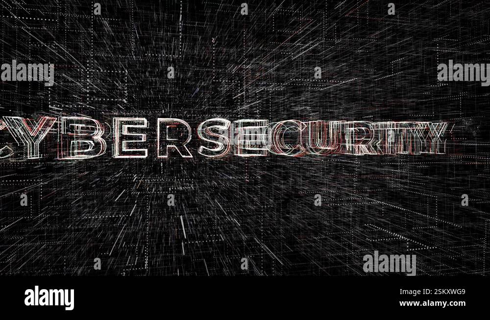 Cyber Security animation with digital Cyberspace and particles of ...