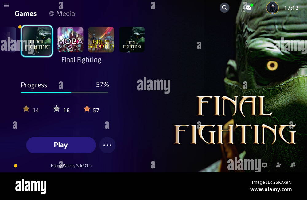 Selecting the first-person military combat video game from the menu ...