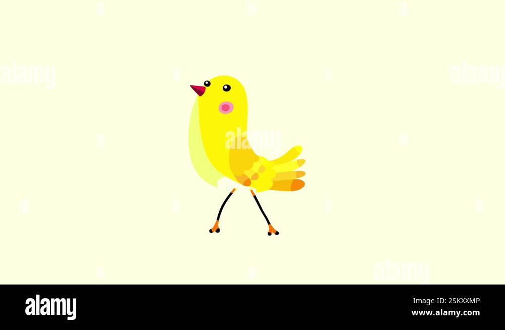 Canary bird yellow cartoon animation character isolated non stop ...