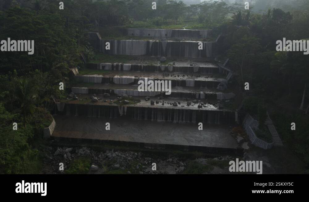 Stunning Grojogan watu purbo in Yogakarta, Indonesia. low altitude ...