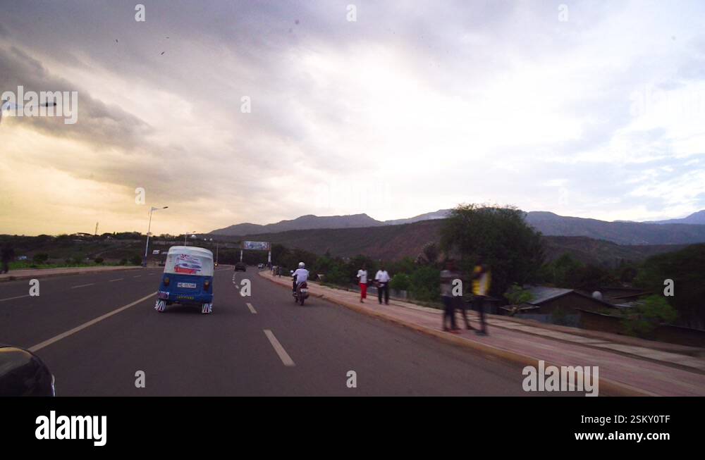 Driving Behind Tuk-tuk On The Road In Omo Valley, Ethiopia. POV Stock ...