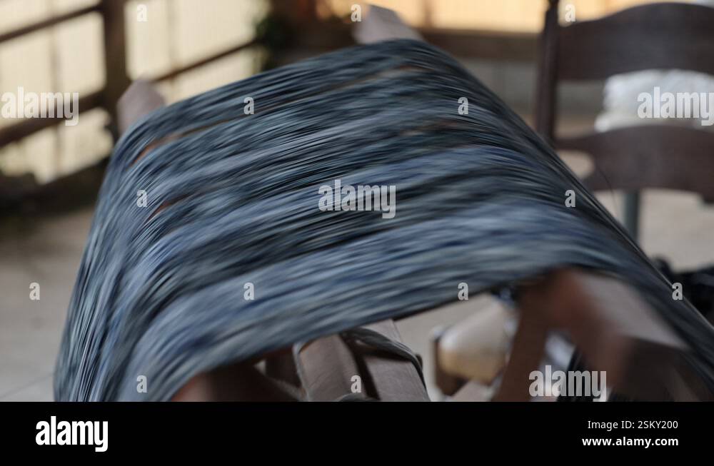 Kurume Kasuri weaving in Aika Tanaka Kasuri Kobo atelier, Kyushu ...