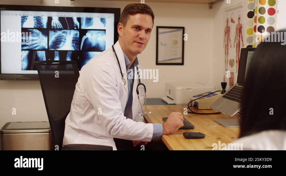 Appointment, interview and help with healthcare worker listening to ...
