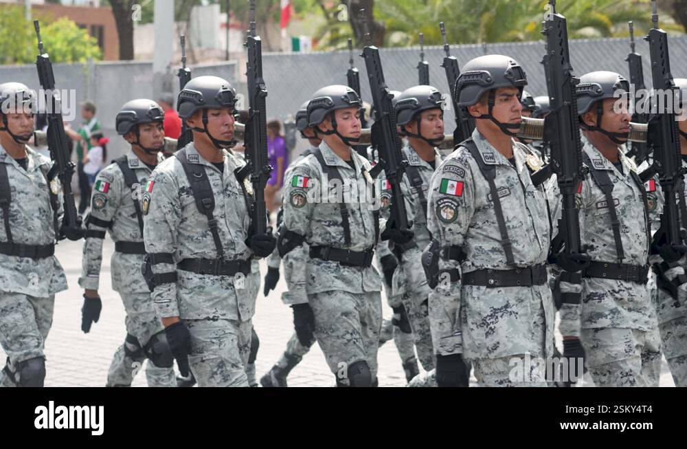 Soldiers of the Mexican army at the parade in honor of Independence Day ...