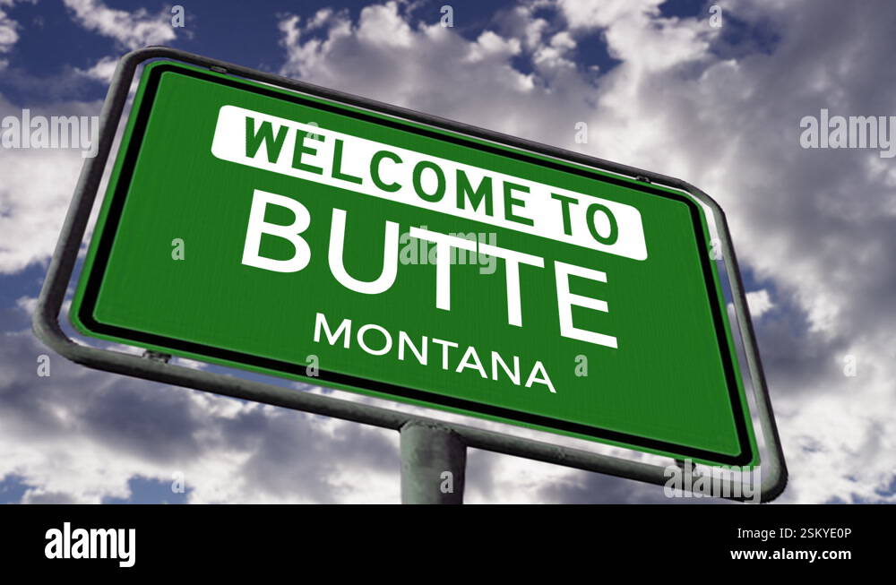 Welcome to Butte, Montana. USA City Road Sign, Realistic 3d Animation ...