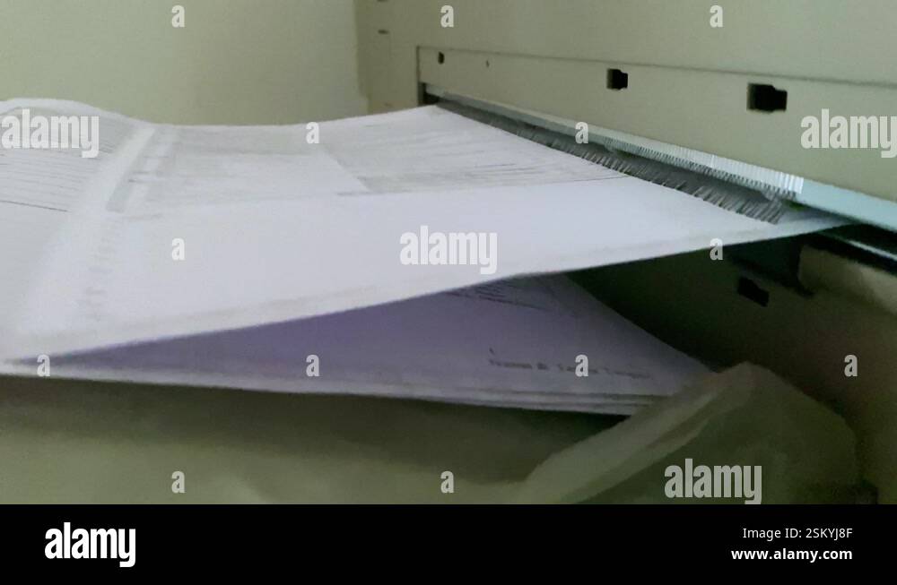 Paper coming out of a photocopier. Paper printing machine Stock Video ...