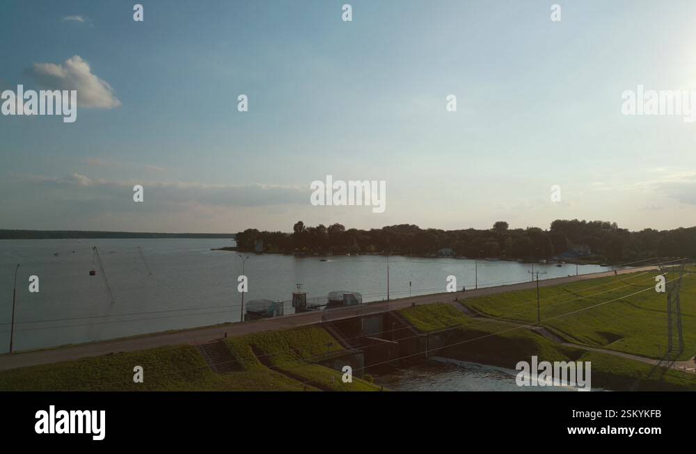 small dam with hydroelectric station, zalew Zemborzycki, Bystrzyca ...