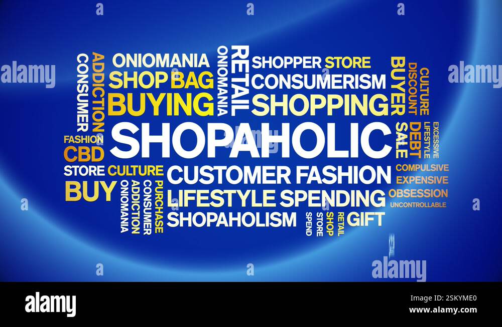 Shopaholic animated word cloud,animation text kinetic typography seamless loop Stock Video ...