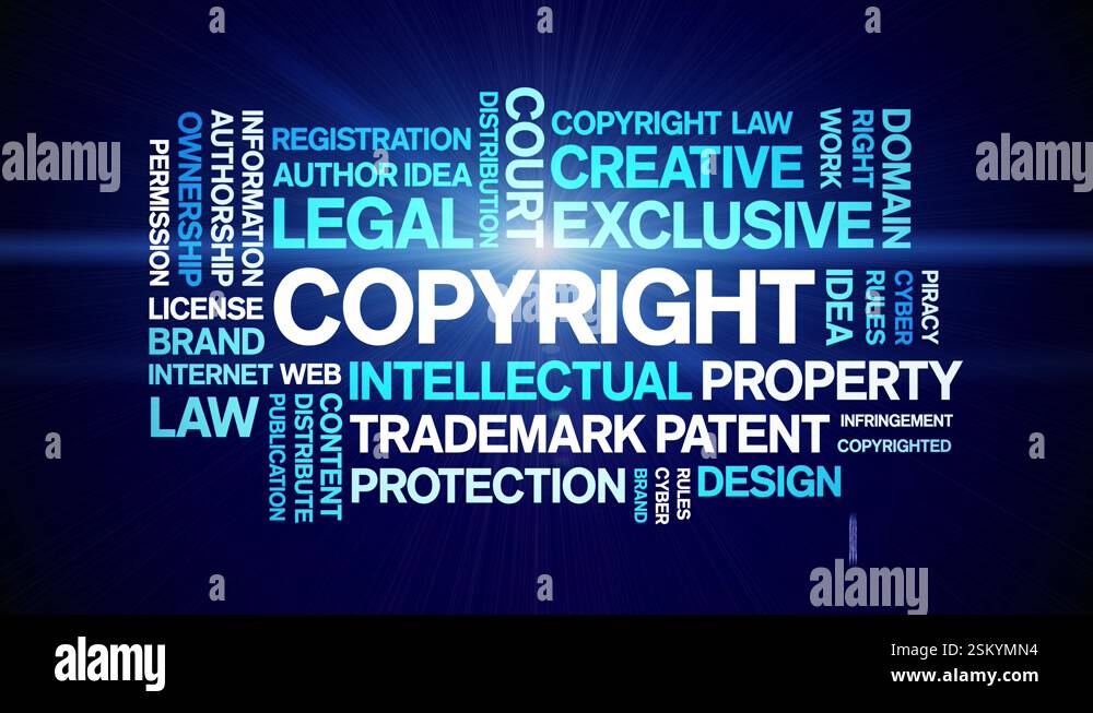 Copyright animated word cloud,animation text kinetic typography ...