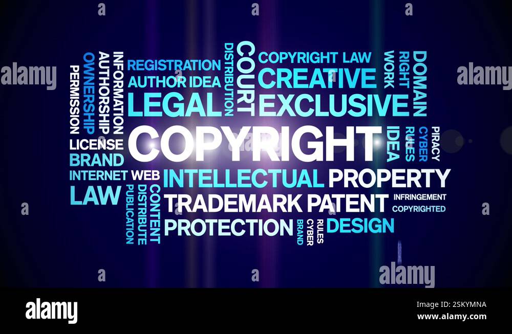 Copyright animated word cloud,animation text kinetic typography ...