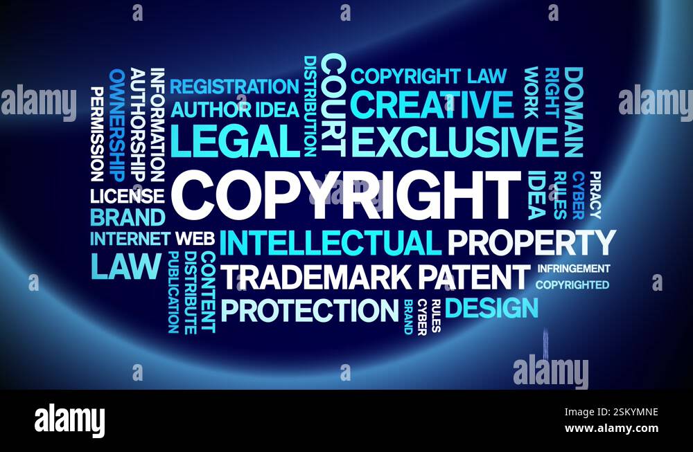 Copyright animated word cloud,animation text kinetic typography ...