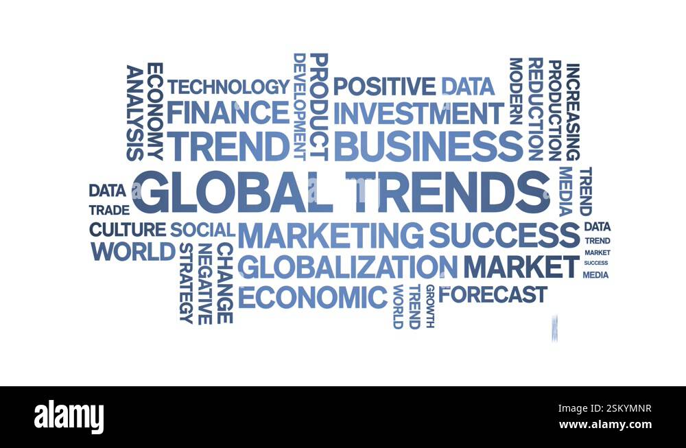 Global Trends animated word cloud,animation kinetic typography seamless ...