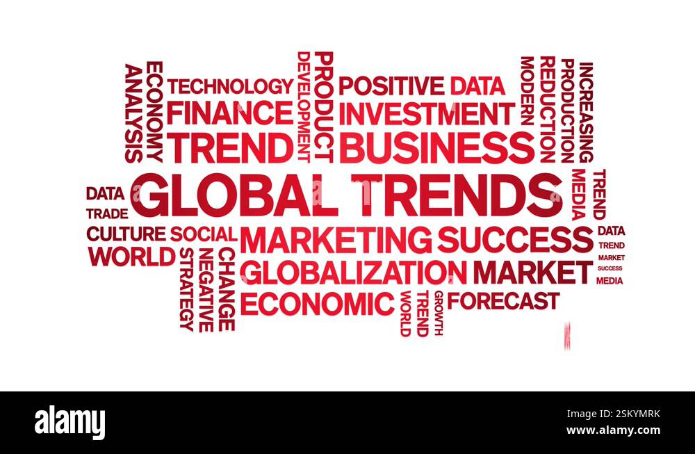 Global Trends animated word cloud,animation kinetic typography seamless ...