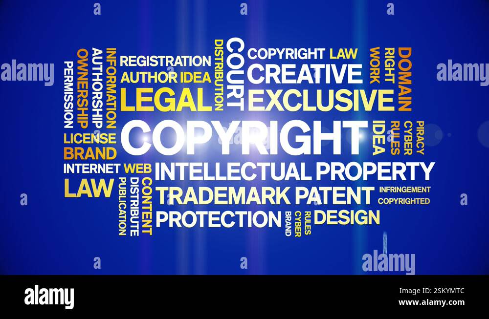 Copyright animated word cloud,animation text kinetic typography ...