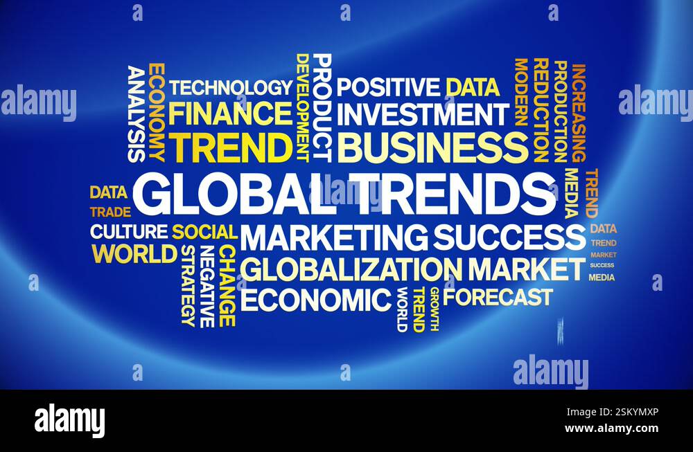 Global Trends animated word cloud,animation kinetic typography seamless ...