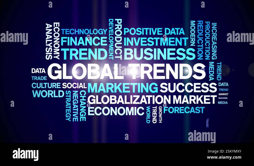 Global Trends animated word cloud,animation kinetic typography seamless ...