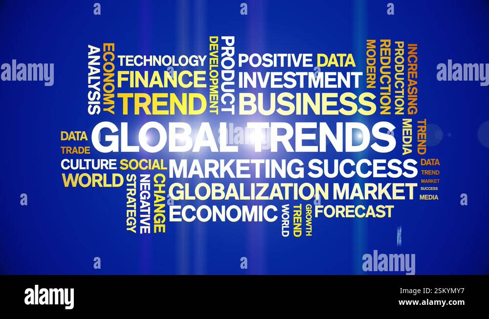 Global Trends animated word cloud,animation kinetic typography seamless ...