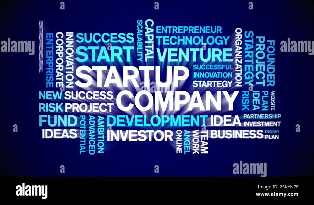 Startup Company animated word cloud,animation kinetic typography ...