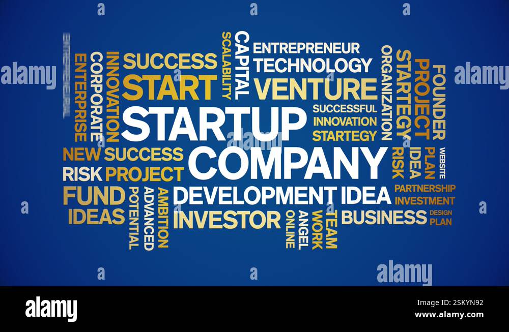 Startup Company animated word cloud,animation kinetic typography ...