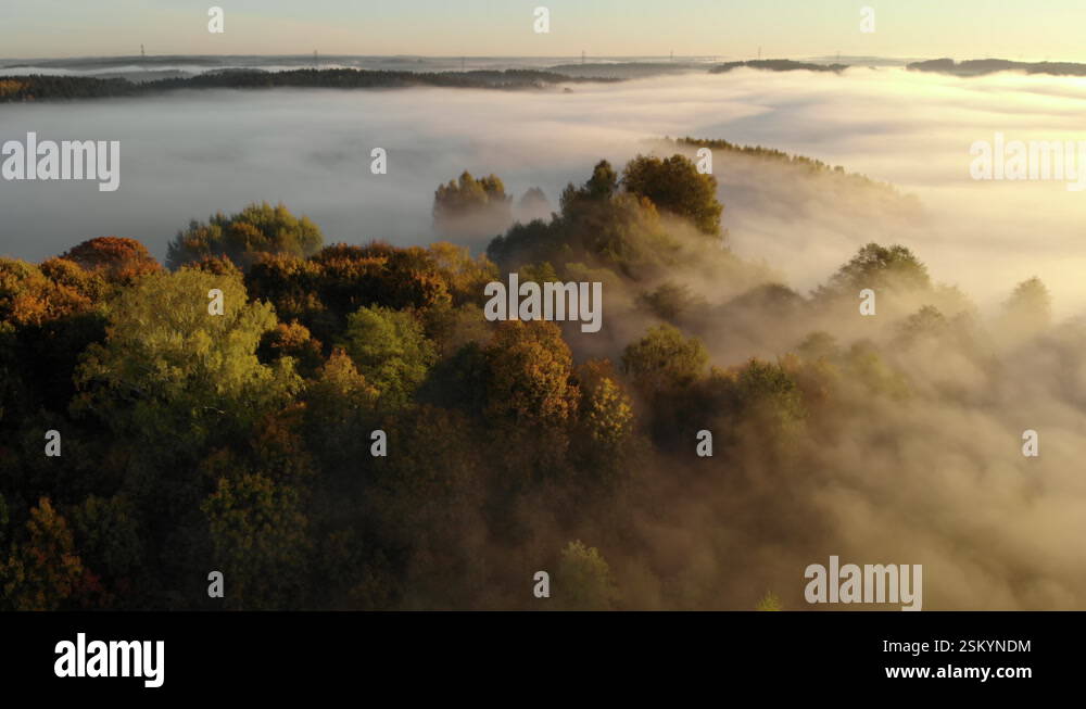 Epic Amazing Nature Landscape. Amazing Aerial View of Foggy and ...