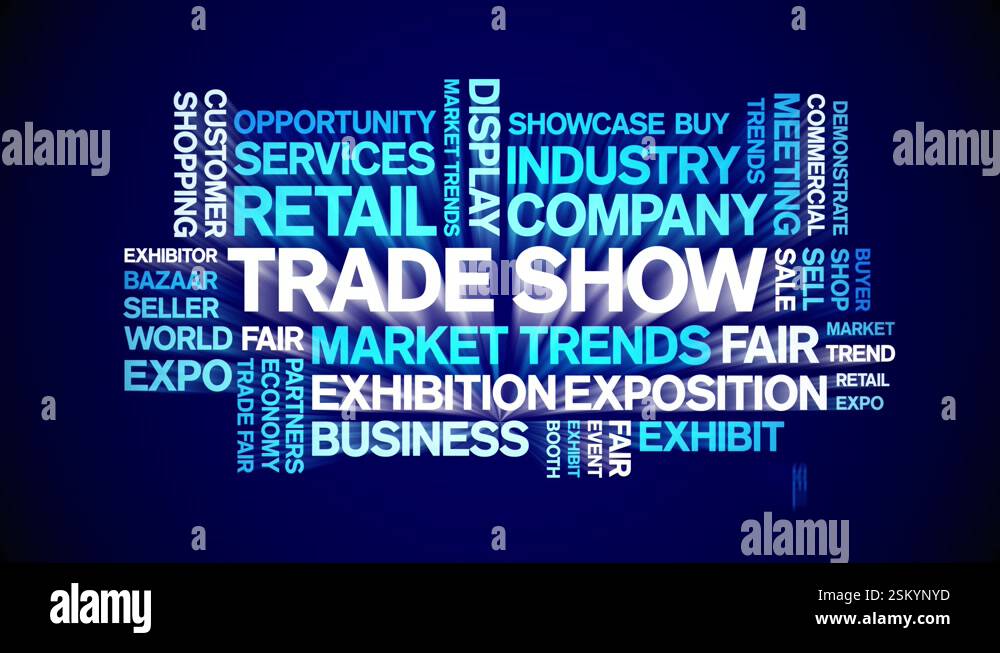 Trade Show animated tag word cloud,animation kinetic typography seamless loop Stock Video ...
