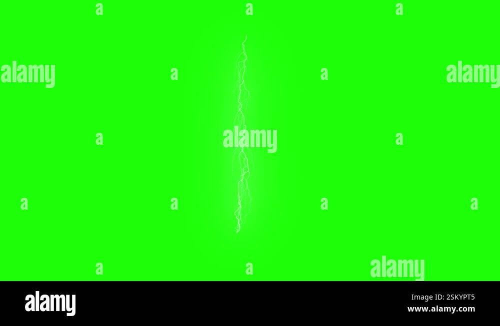 Thunder or lightning strike element motion graphics on chroma key green ...