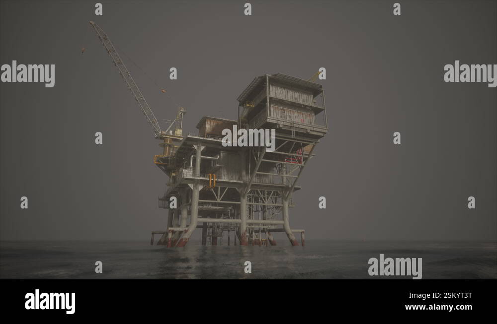 An offshore oil rig towering above the ocean waves Stock Video Footage ...