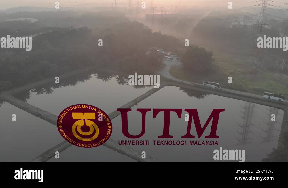 The University of Technology Malaysia 3D Logo with drone footage Stock ...