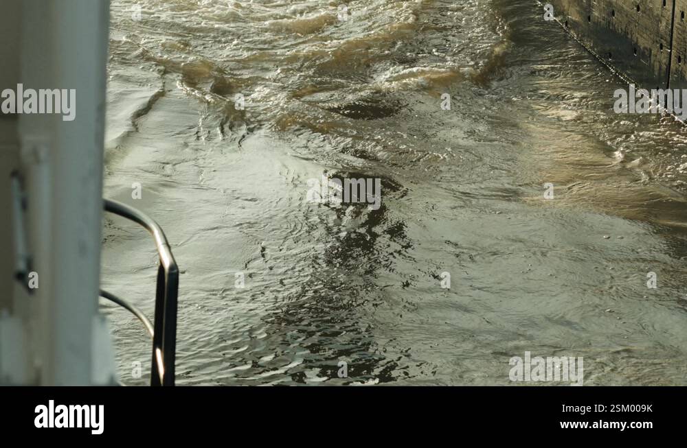 Powerful Propeller wash filmed in slow motion from a ship departing ...