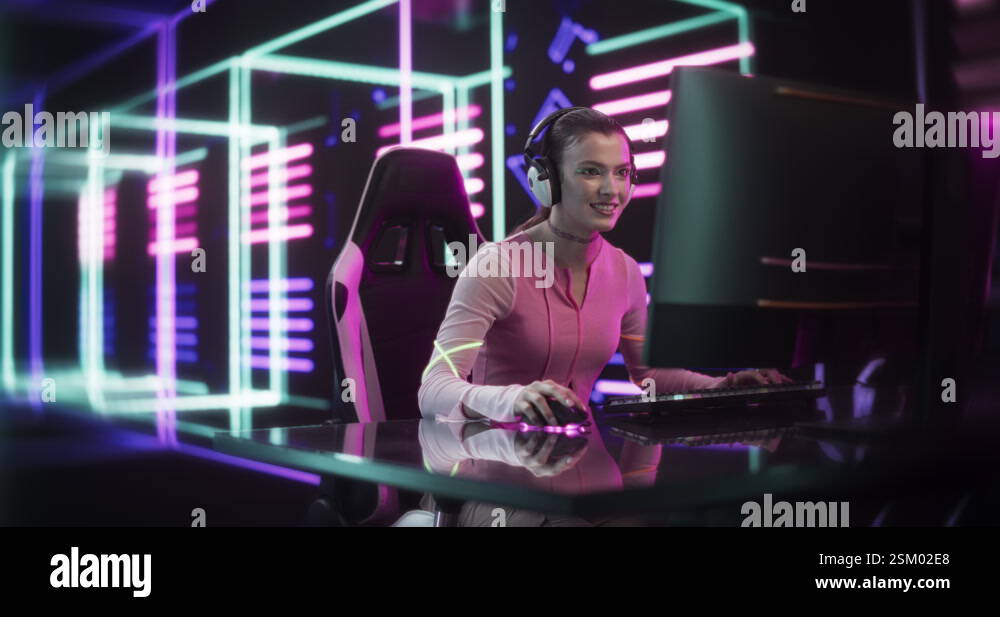 Stylish Gamer Playing Video Games on Computer Stock Video Footage - Alamy