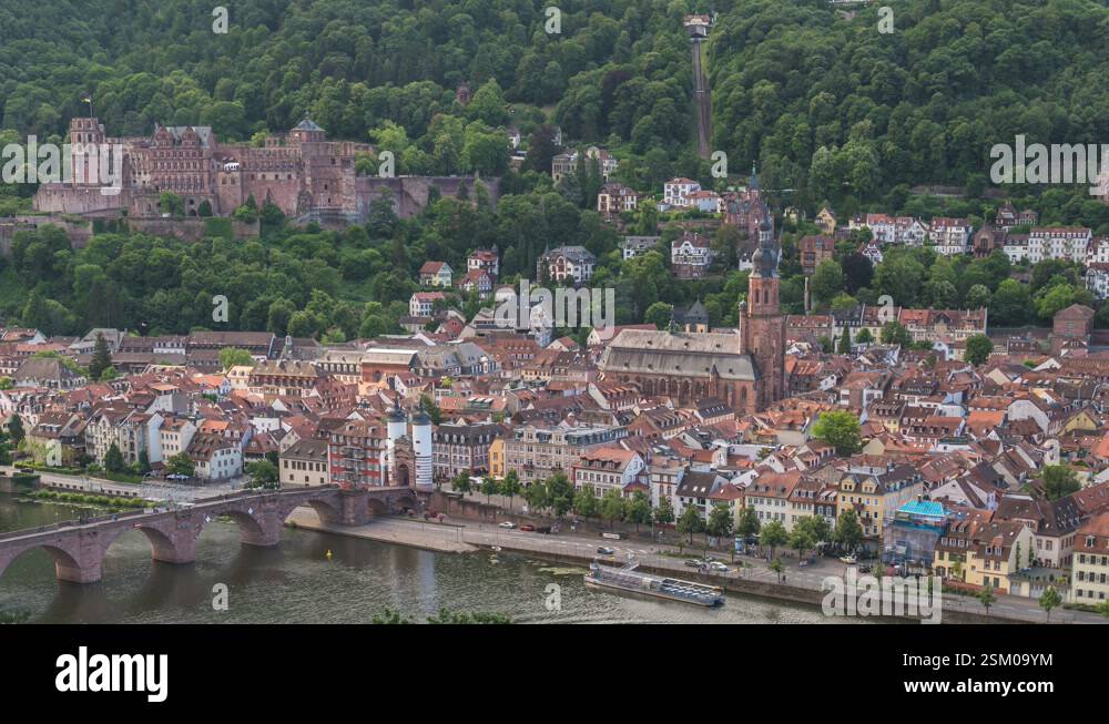 Heidelberg Germany city skyline time lapse at Neckar River with Alte ...