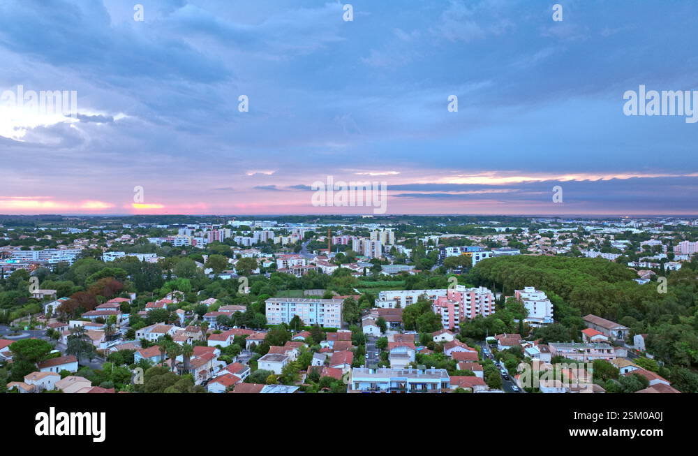 Morning's embrace: aerial over Aubes residential district Stock Video ...